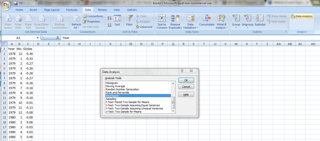 Method of Least Squares | Real Statistics Using Excel
